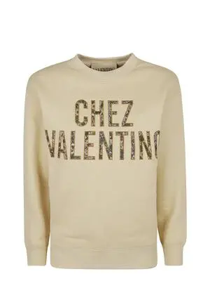 Valentino Garavani Crewneck Sweatshirt With Embroidered Logo - Nude
