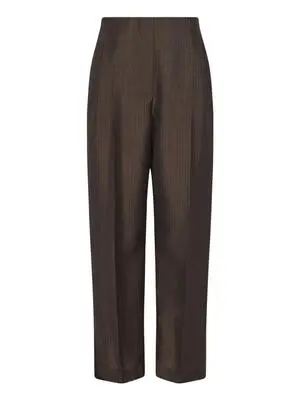 THE ROW Pleated Wide-leg Trousers - Dark Beige
