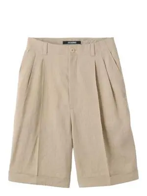 Jacquemus Pleated Knee-length Shorts - Light Brown