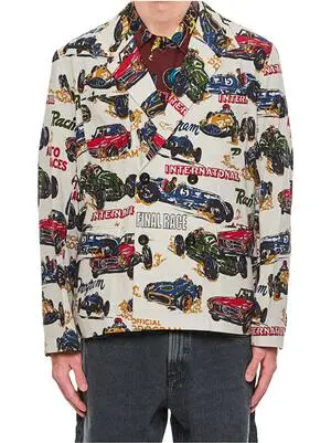 Sacai Racing Print Double-breasted Jacket - White