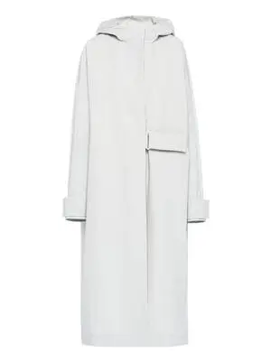 Prada Tech Poplin Hooded Coat - White