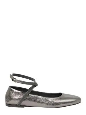 Brunello Cucinelli Metallic-effect Ballet Flats - Silver