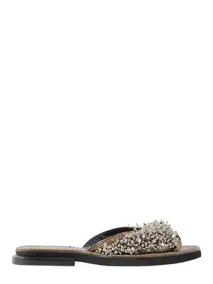 DRIES VAN NOTEN Dries Van Noten Embellished Snake-Effect Leather Slides
