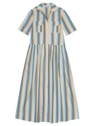 GANNI Ombre Striped Maxi Shirt Dress - Multicolor