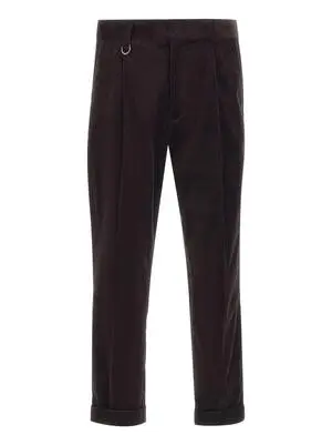 PAOLO PECORA Velvet Pleated Trousers - Brown