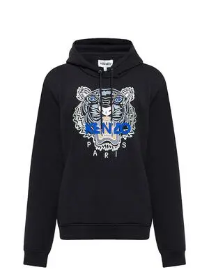 Kenzo Tiger Embroidered Hooded Sweatshirt - Black