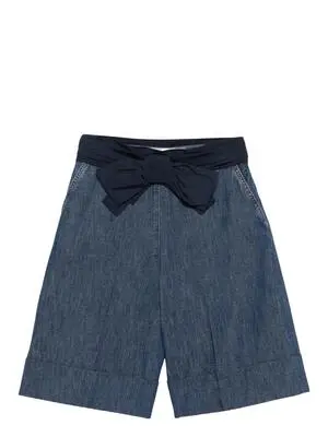 Valentino Garavani Denim Shorts With Bow Embellishment - Blue