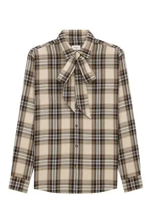 Saint Laurent Tie-detailed Checkered Shirt - Brighton Checks