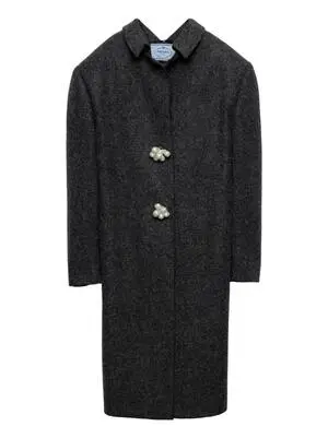 Prada Shetland Long Coat - Slate Gray