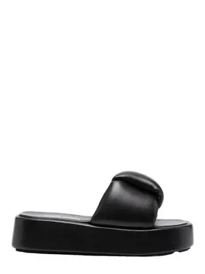 Miu Miu Nappa Leather Padded Sandals - Black