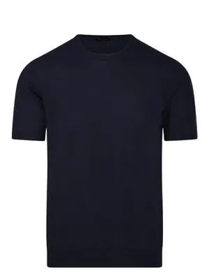 ROBERTO COLLINA Knitted Crewneck T-shirt - Navy