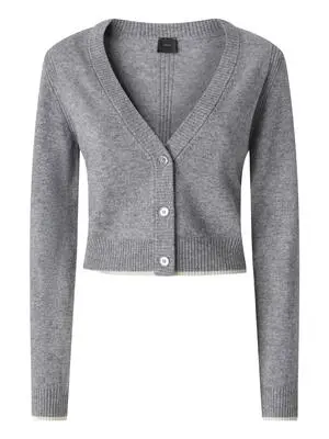 Pinko Pinko Cropped V-Neck Cardigan With Button Closure Gray