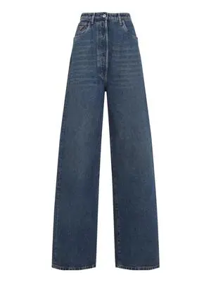 Prada Logo Plaque Balloon Jeans - Blue