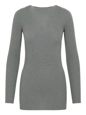 Rick Owens Ribbed Crewneck Long Sleeve T-shirt - Gray
