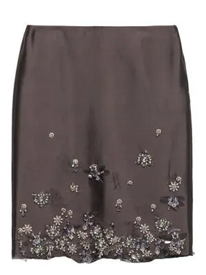 Prada Embellished Raw-cut Hem Midi Skirt - Grey
