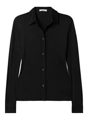 THE ROW Long Sleeve Jersey Shirt - Black