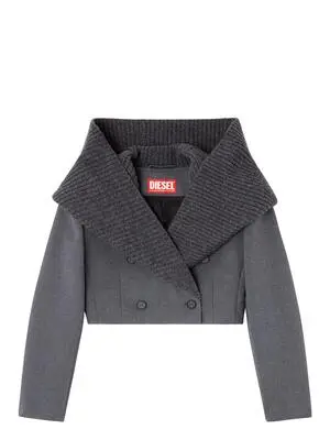 DIESEL® G-olden Button Shawl Collar Cropped Jacket - Grey