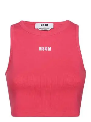MSGM Logo Cropped Top - Red