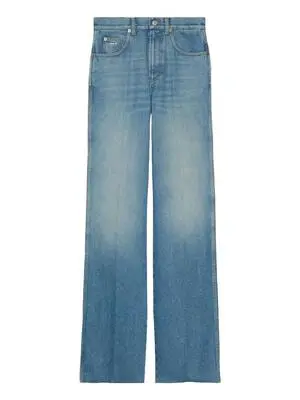 Gucci Logo Patch Wide-leg Jeans - Blue