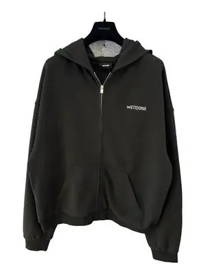 We11Done Zip Up Hooded Long Sleeve Hoodie - Black