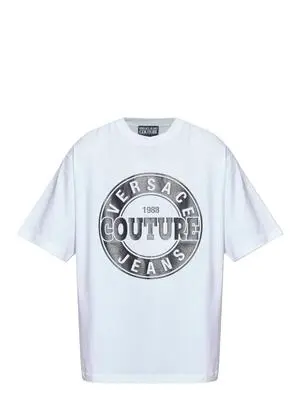 Versace Logo Printed Crewneck T-shirt - Blue
