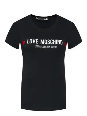 Moschino Round Neck Logo T-shirt - Black