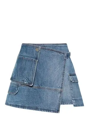 MSGM Asymmetric Denim Mini Skirt - Blue