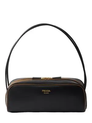 Prada Logo Print Shoulder Bag - Black/hazelnut
