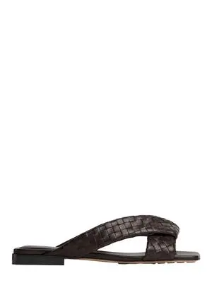 Bottega Veneta Riva Flat Mule - Dark Chocolate