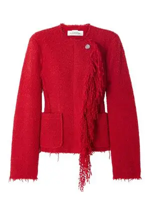 LANVIN Fringed Wool-blend Bouclé Jacket - Red