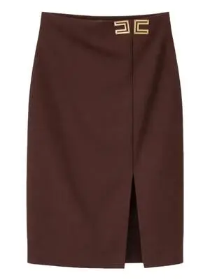 Elisabetta Franchi Double Layer Stretch Crêpe Skirt - Red