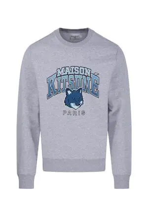 Maison Kitsuné Logo Printed Crewneck Sweatshirt - Gray