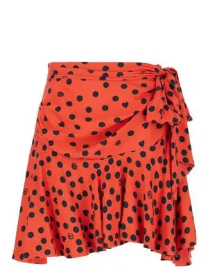 Moschino Polka-dot Ruffle-hem Mini Skirt - Red