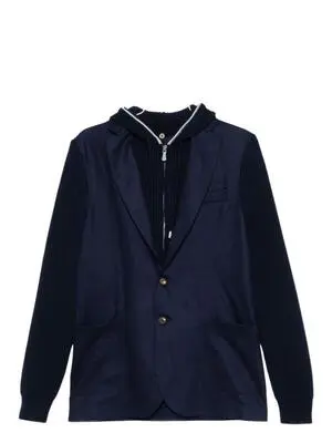 Eleventy Ribbed Hooded Jacket - Black