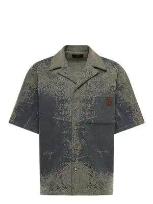 Amiri Faded Bandana Short-sleeved Denim Shirt - Black