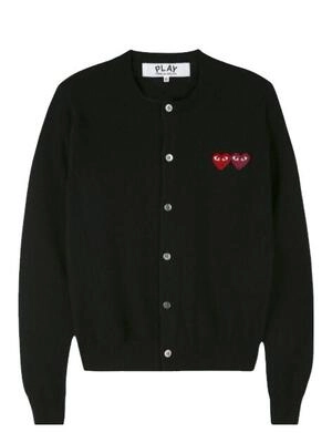 Play Comme Des Garcon Cardigan With Heart Applique - Black/red