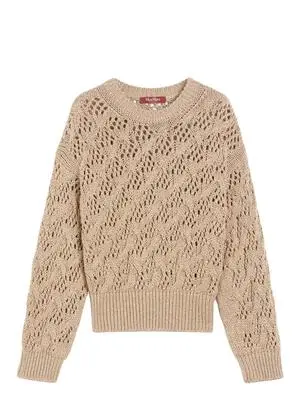 Max Mara Crewneck Knitted Jumper With Lurex - Gold
