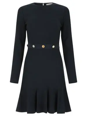 Alexander McQueen Ribbed Knit Dress With Button Detail - Blue