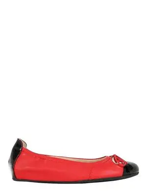 BALLY Bally Red Leather Ballerina Flats With Patent Cap Toe