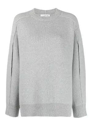 LANVIN Round Neck Cape-back Jumper - Gray