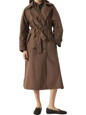 Brunello Cucinelli Shiny Detail Trench Coat - Cocoa