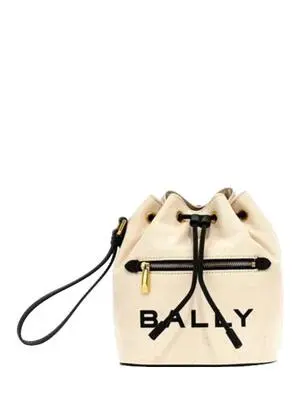 Bally Logo Printed Mini Bucket Bag - Nude