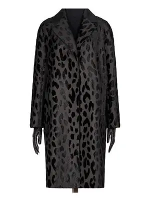 Max Mara Single-breasted Spotted Velvet Coat - Black