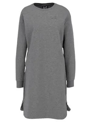 EA7 Long Sleeved Sweater Dress With Embellished Logo - Gray