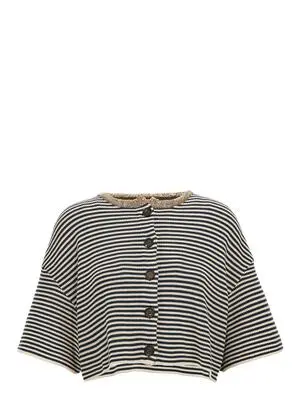 BRUNELLO CUCINELLI Brunello Cucinelli Striped Sequin Embellished Cardigan