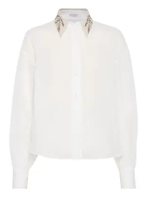 Brunello Cucinelli Floral Embroidered Shirt - White