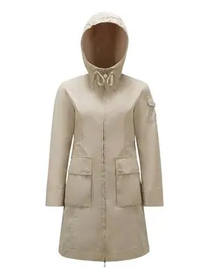 Moncler Laerte Parka Coat With Drawstring Waist And Hood - Beige
