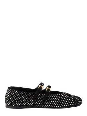 Prada Embellished Buckle Ballerina Flats - Crystal
