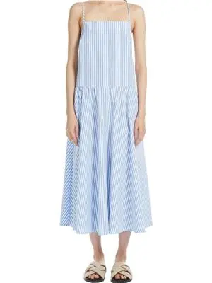 MAX MARA Max Mara Blue And White Striped Midi Dress