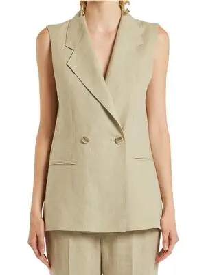 Marella Lapel Vest - Nude